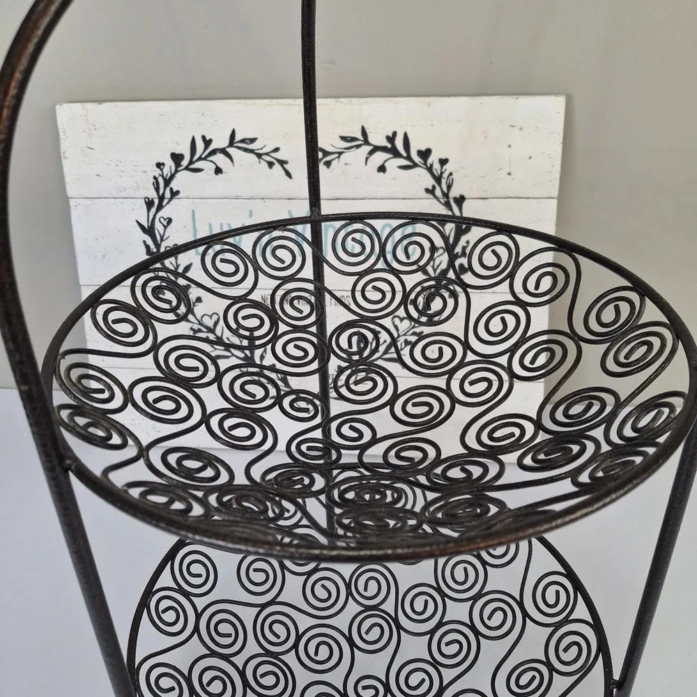 Dining | Ornate Scroll Two Tier Metal Serving Stand Dessert Fruit ...